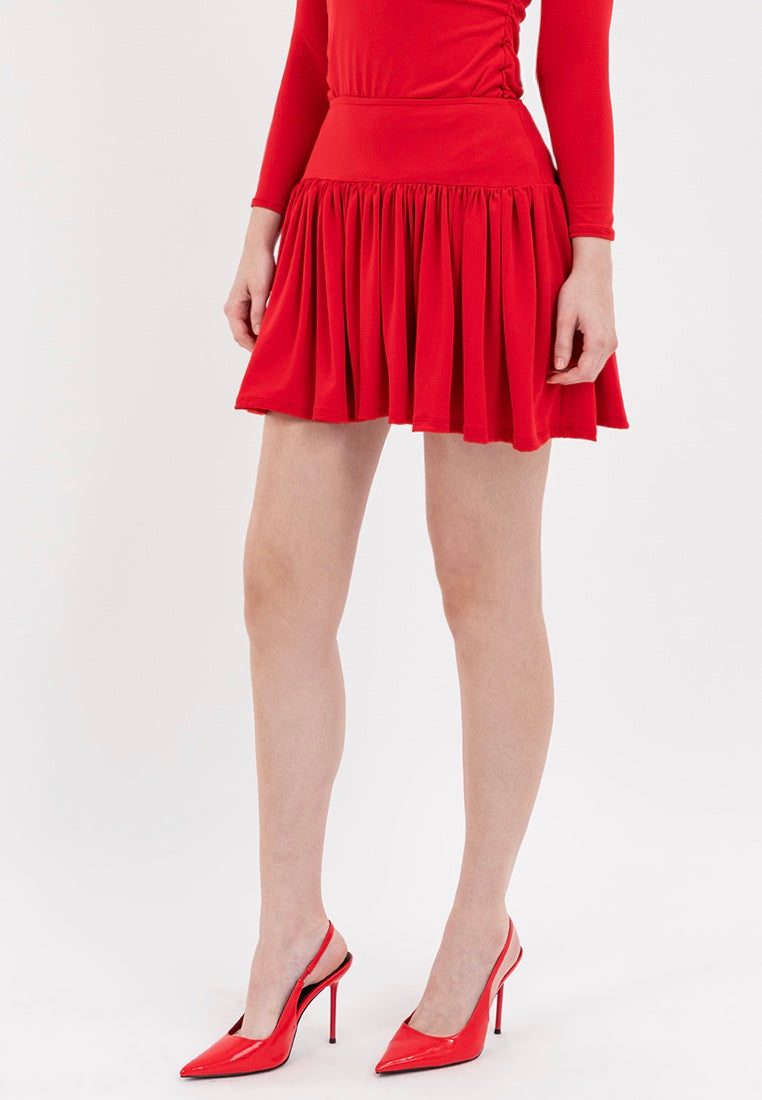 Dolly Drop Waist Gathered Mini Skirt in Red – Heather Clothing