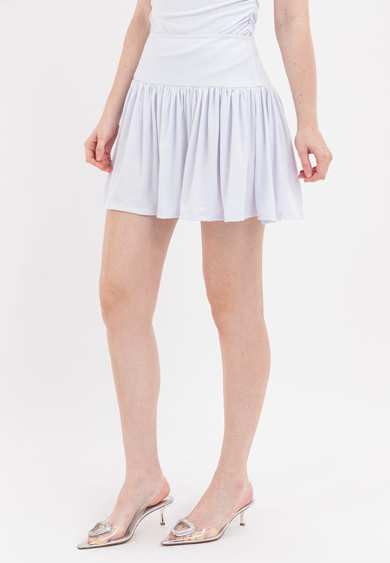 Dolly Drop Waist Gathered Mini Skirt in White – Heather Clothing
